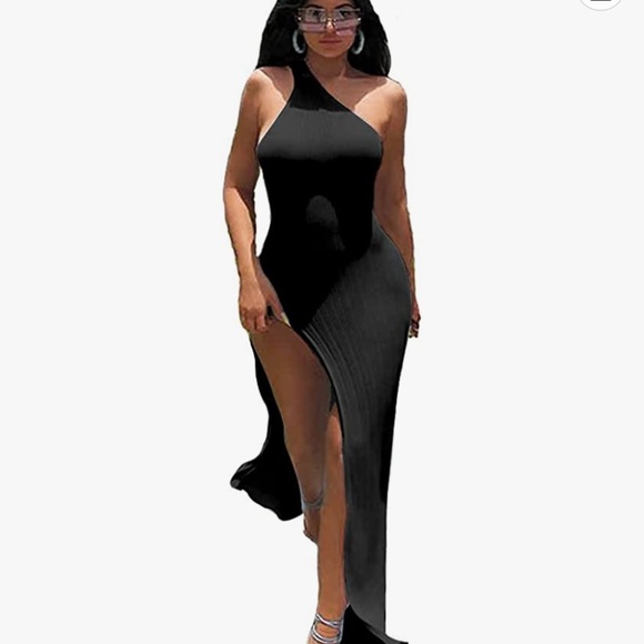 Dresses | Black High Slit Maxi Dress | Poshmark